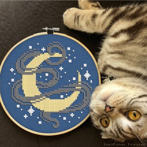Magic Moon Cross Stitch Pattern - Witchy Moon Cross Stitch Pattern ...