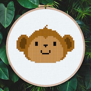 Monkey Cross Stitch Pattern - Monkey Cross Stitch - Jungle Animal Cross Stitch Pattern - Jungle ...