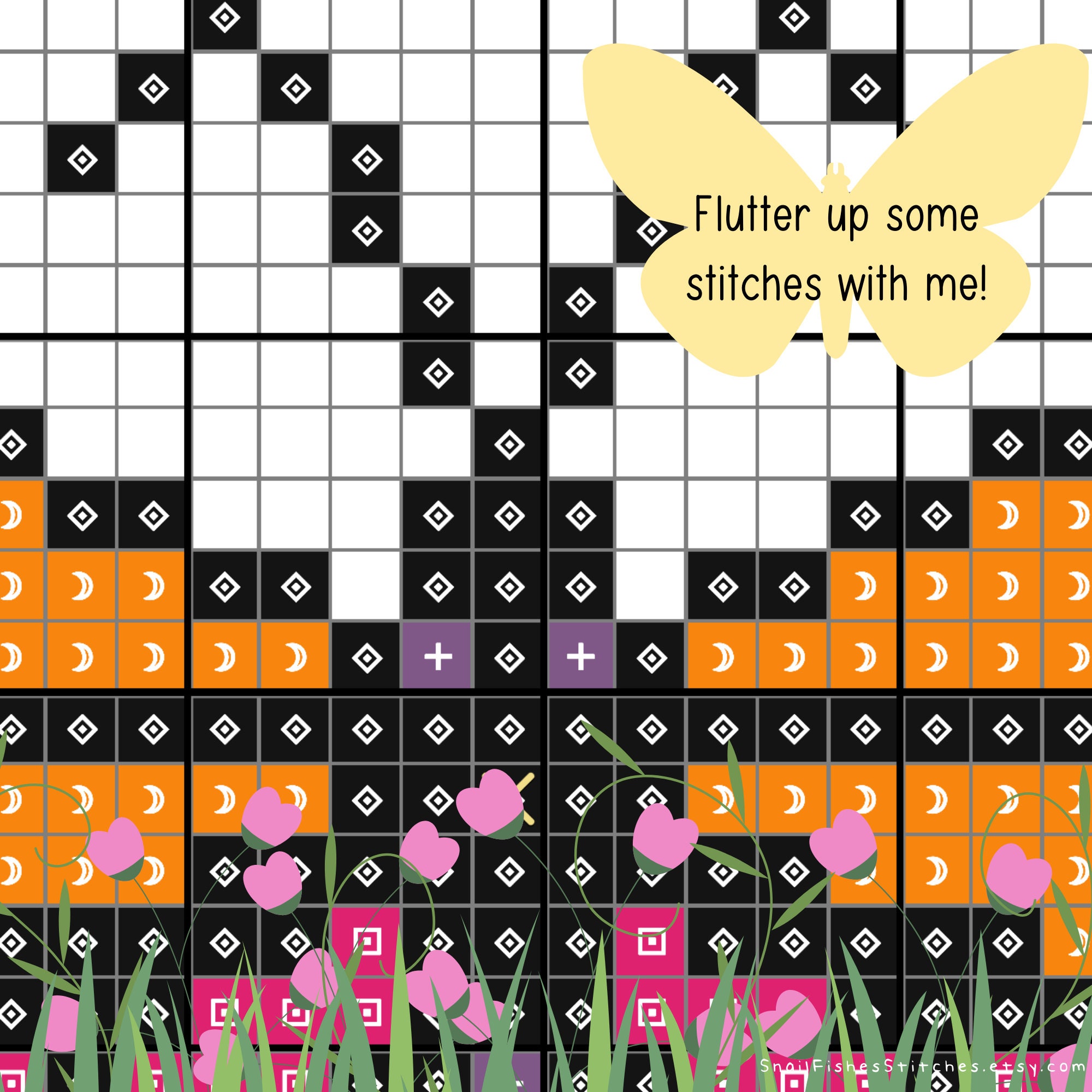Butterfly Cross Stitch Pattern - Simple Butterfly Pattern - Bright ...