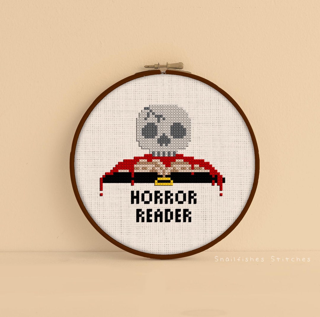 Bookish Horror Cross Stitch Pattern - Horror Book Cross Stitch Pattern ...