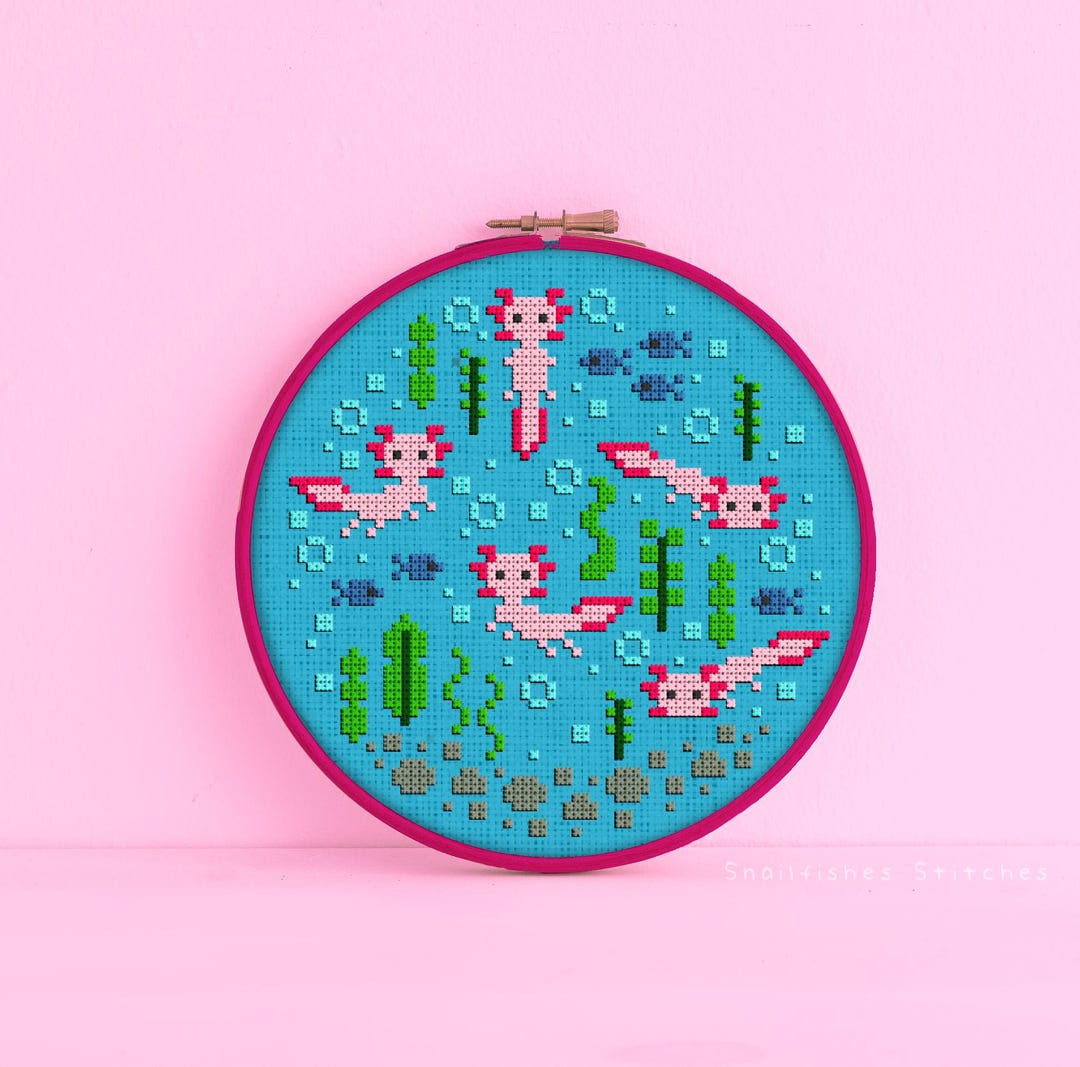 Axolotl Cross Stitch Pattern - Cute Axolotl Cross Stitch Pattern ...