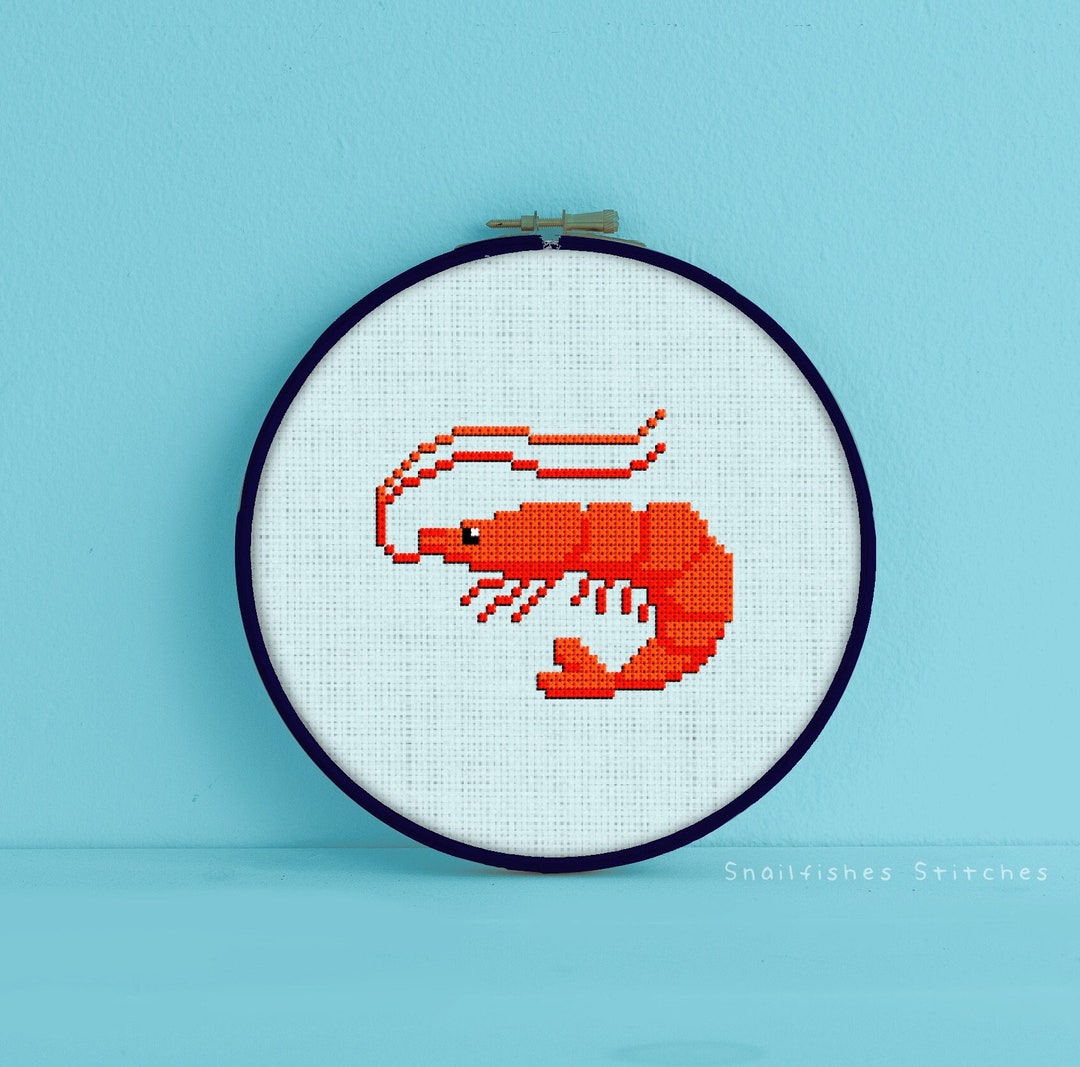 Shrimp Cross Stitch Pattern - Shrimp Cross Stitch - Shrimp Stitch ...