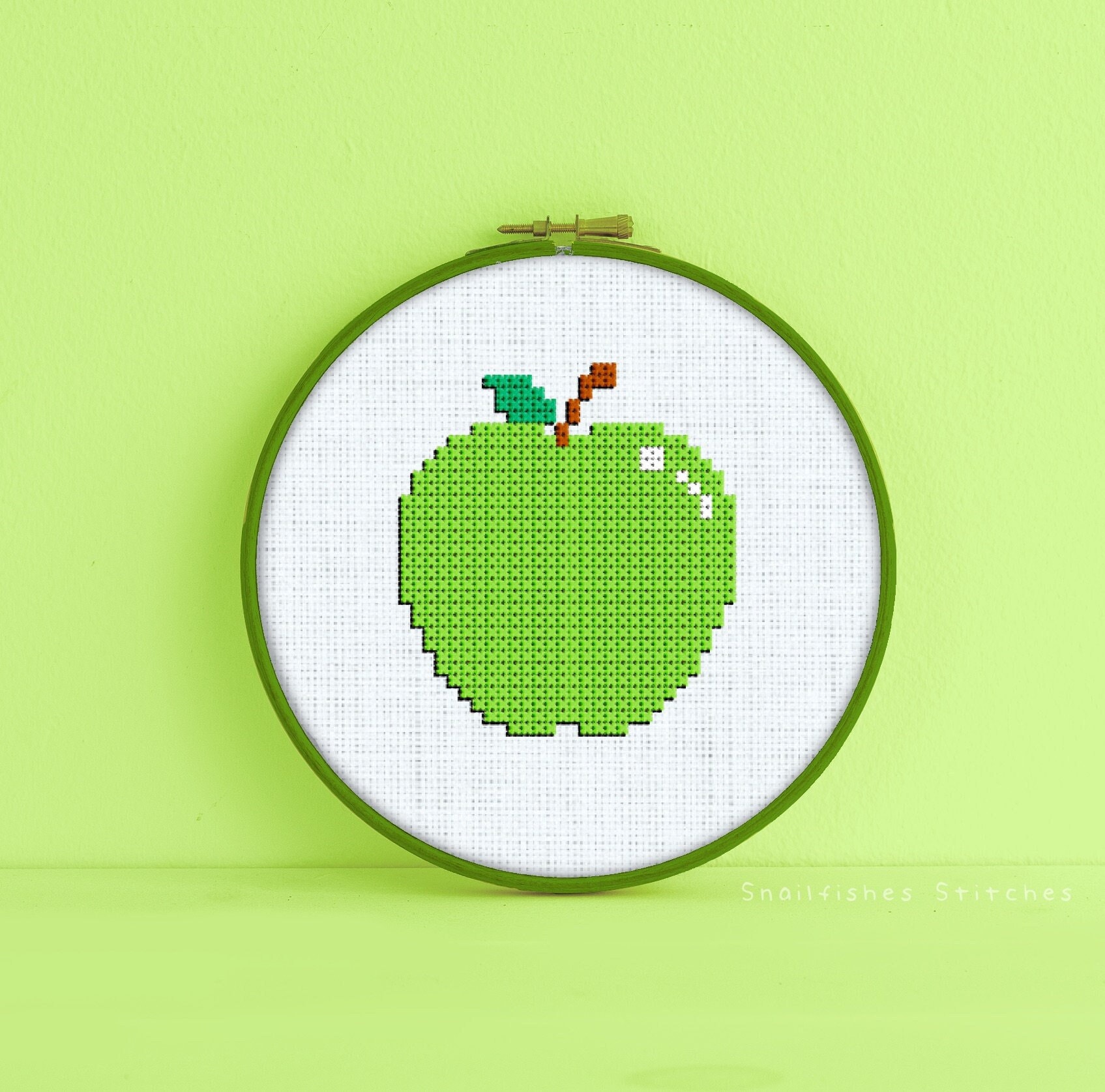 Green Apple Cross Stitch Pattern - Green Apple Cross Stitch - Apple ...