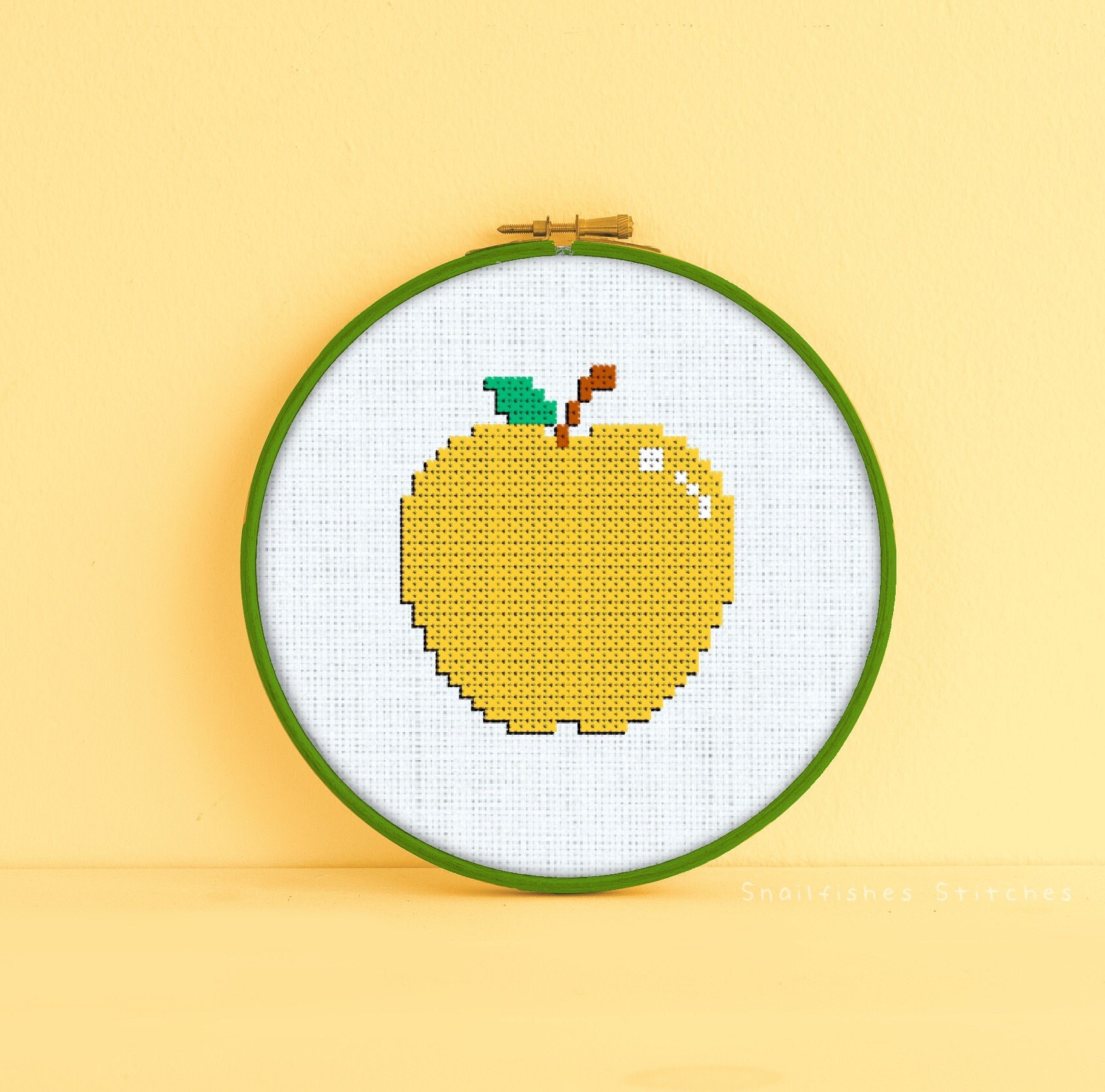 Yellow Apple Cross Stitch Pattern - Apple Cross Stitch Pattern - Yellow ...