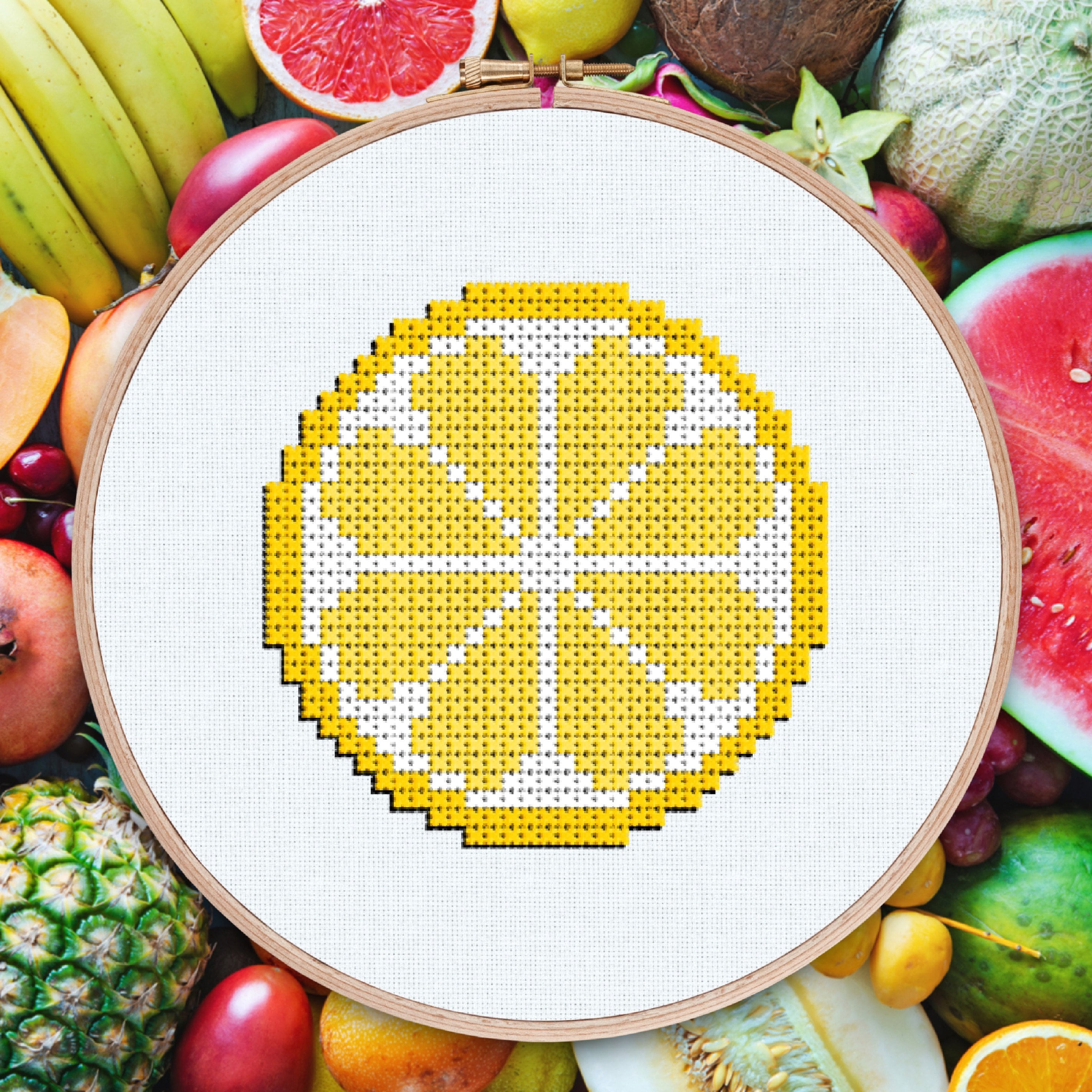 Lemon Slice Cross Stitch Pattern - Lemon Cross Stitch Pattern - Lemon ...
