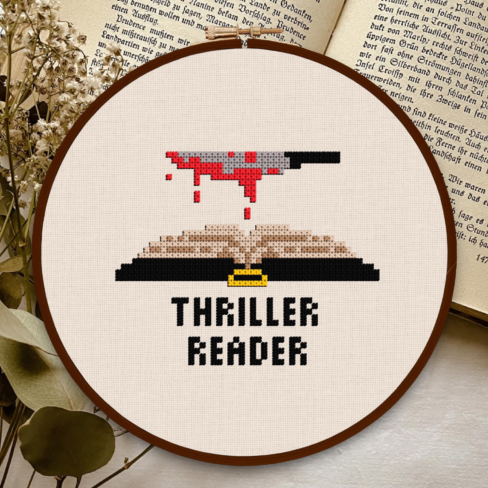 Bookish Thriller Cross Stitch Pattern - Bookish Cross Stitch Pattern ...