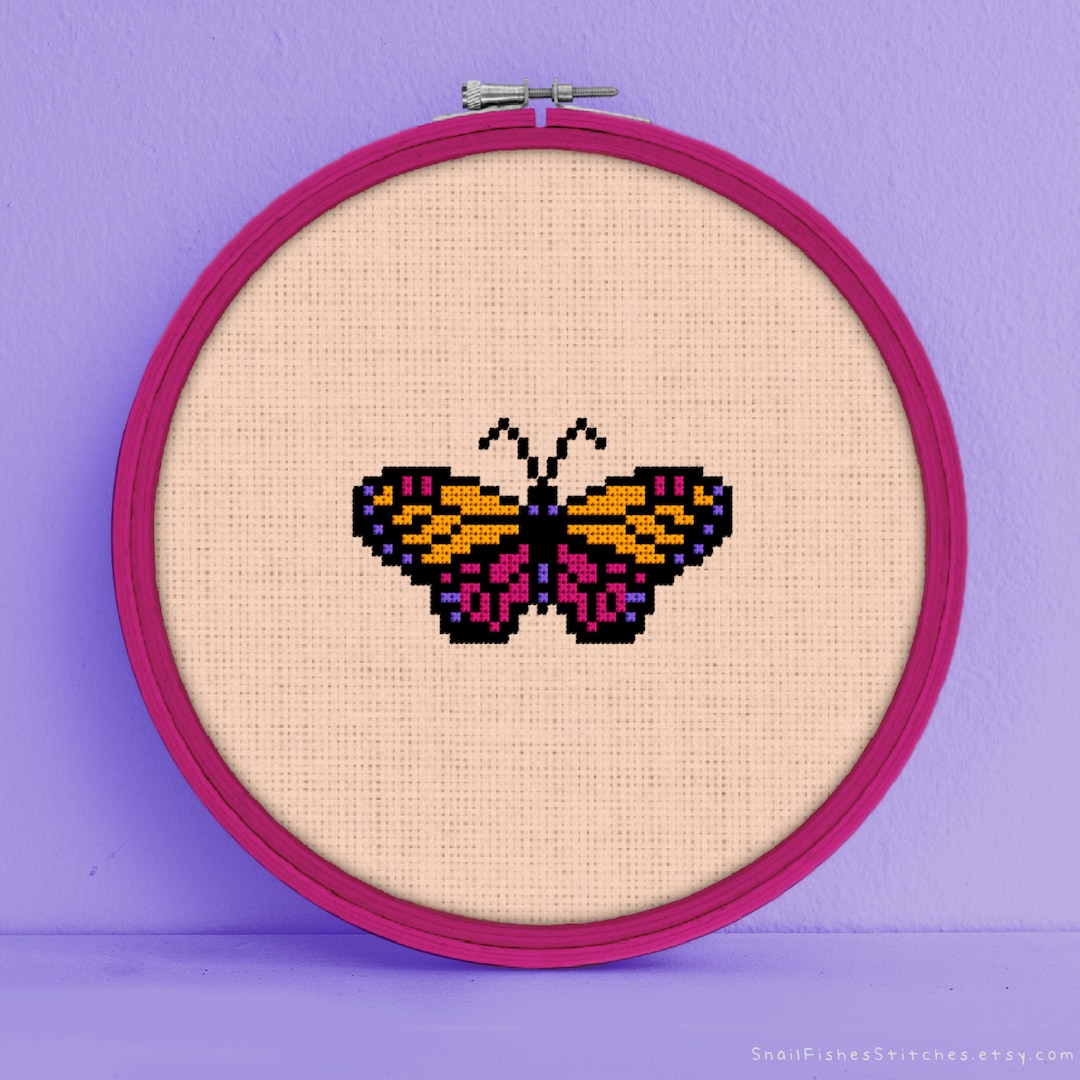Butterfly Cross Stitch Pattern - Simple Butterfly Pattern - Bright ...
