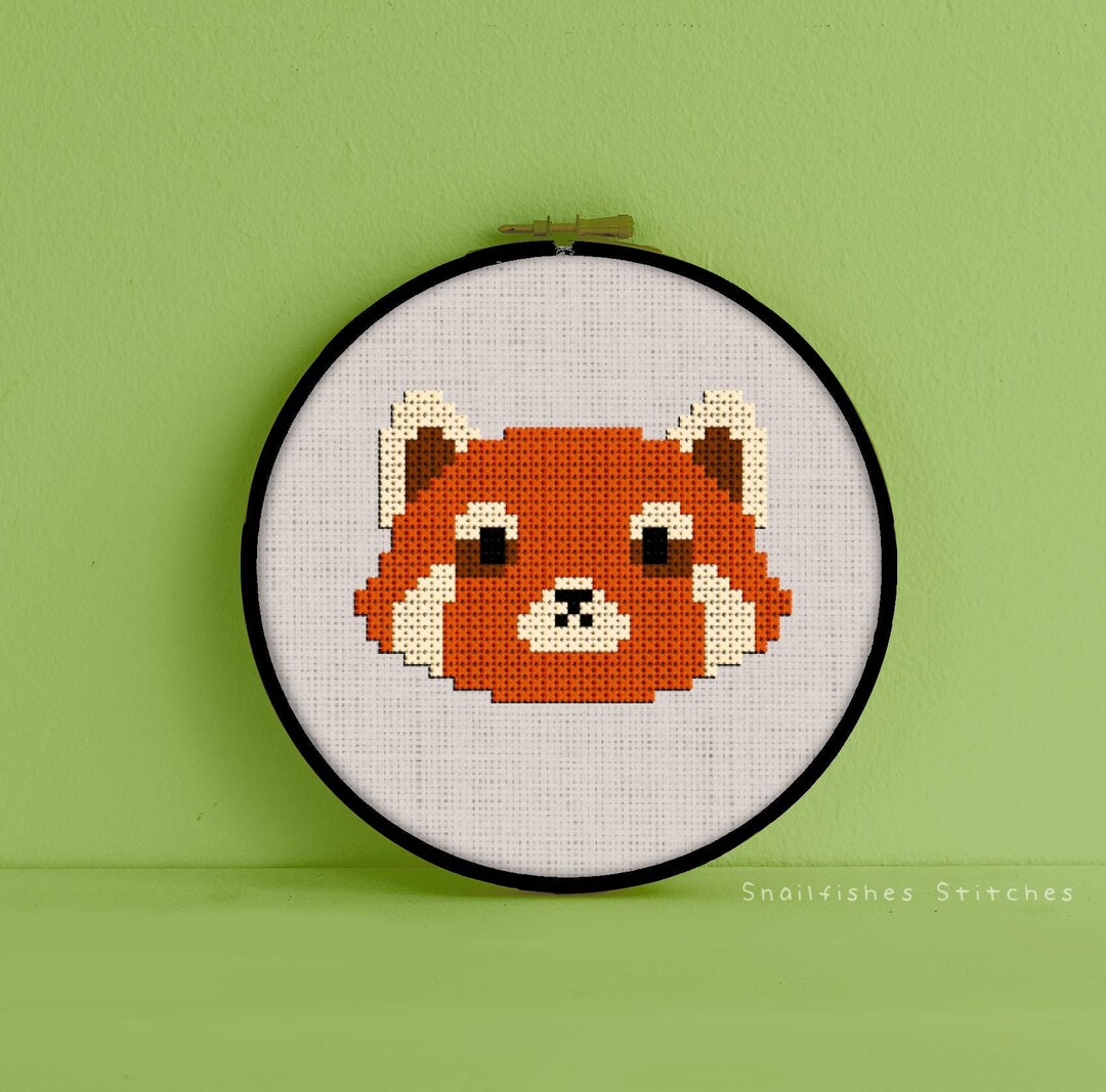Red Panda Cross Stitch Pattern - Red Panda Cross Stitch - Cute Red ...