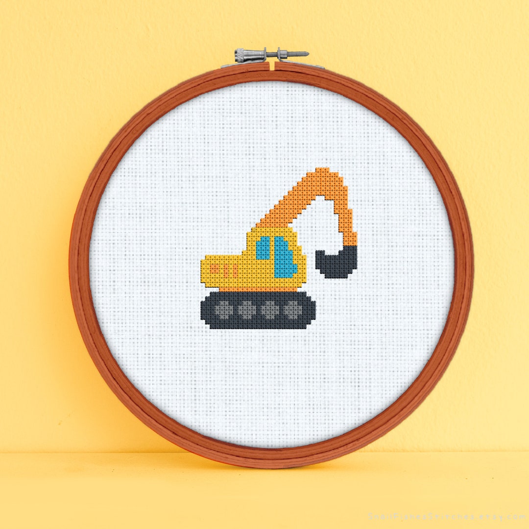 Excavator Cross Stitch Pattern - Construction Equipment Cross Stitch ...