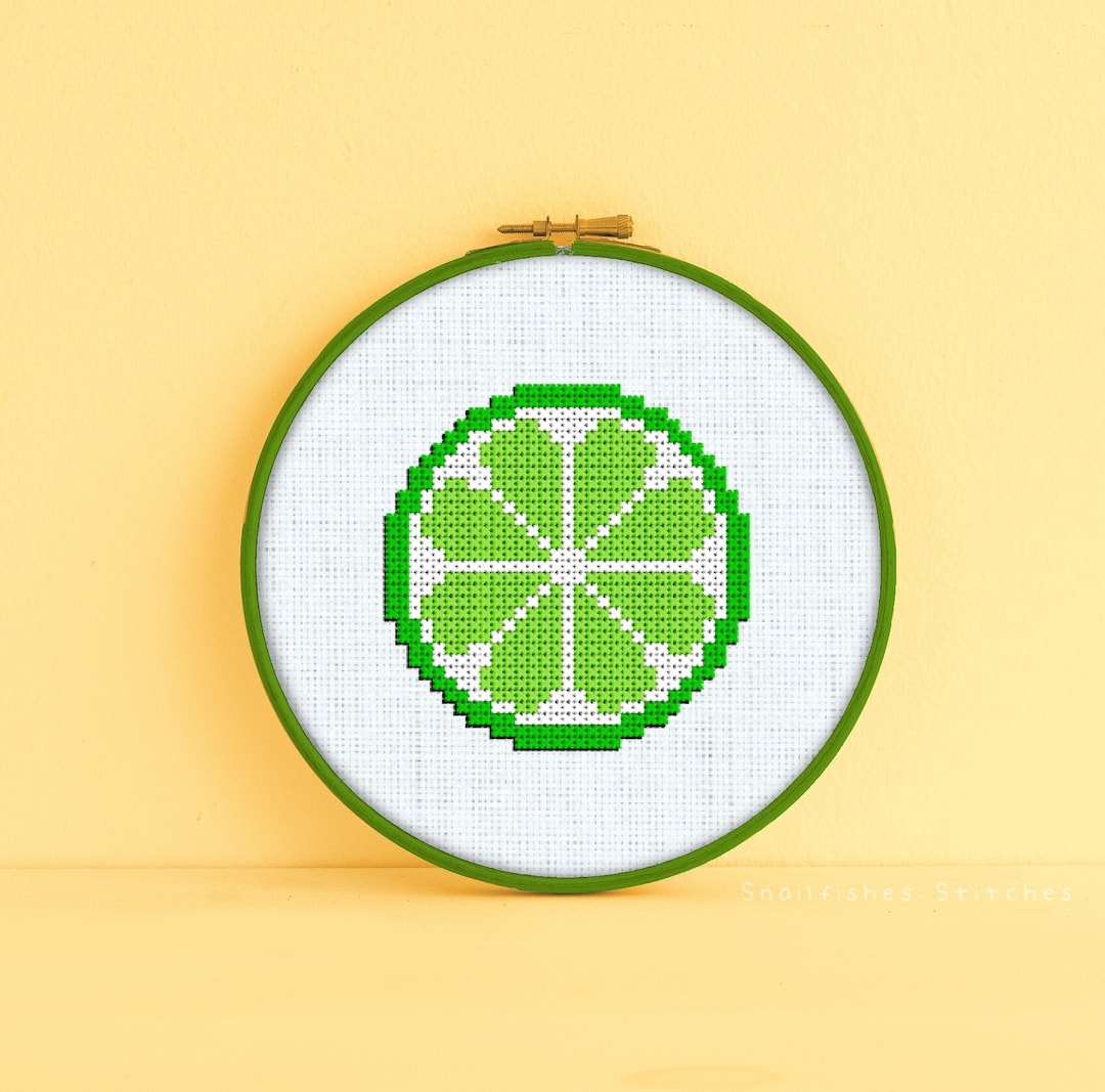 Lime Slice Cross Stitch Pattern - Lime Cross Stitch Pattern - Fruit ...