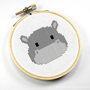Hippo Cross Stitch Pattern - Hippo Cross Stitch - Hippopotamus Cross ...