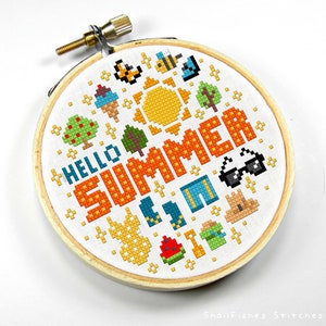 Hello Summer Cross Stitch Pattern - Hello Summer Cross Stitch - Summer ...