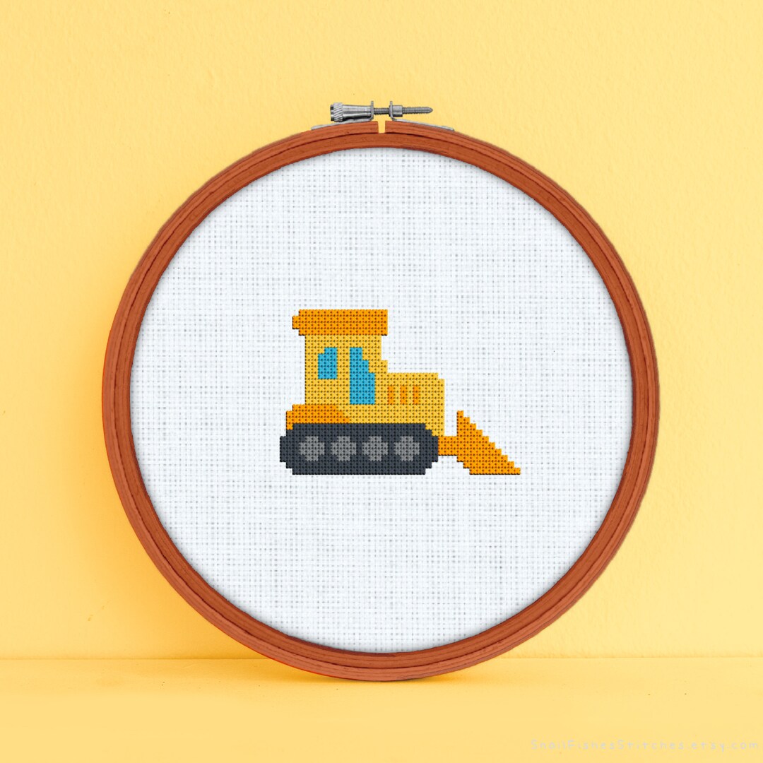 Bulldozer Cross Stitch Pattern - Construction Cross Stitch Pattern ...