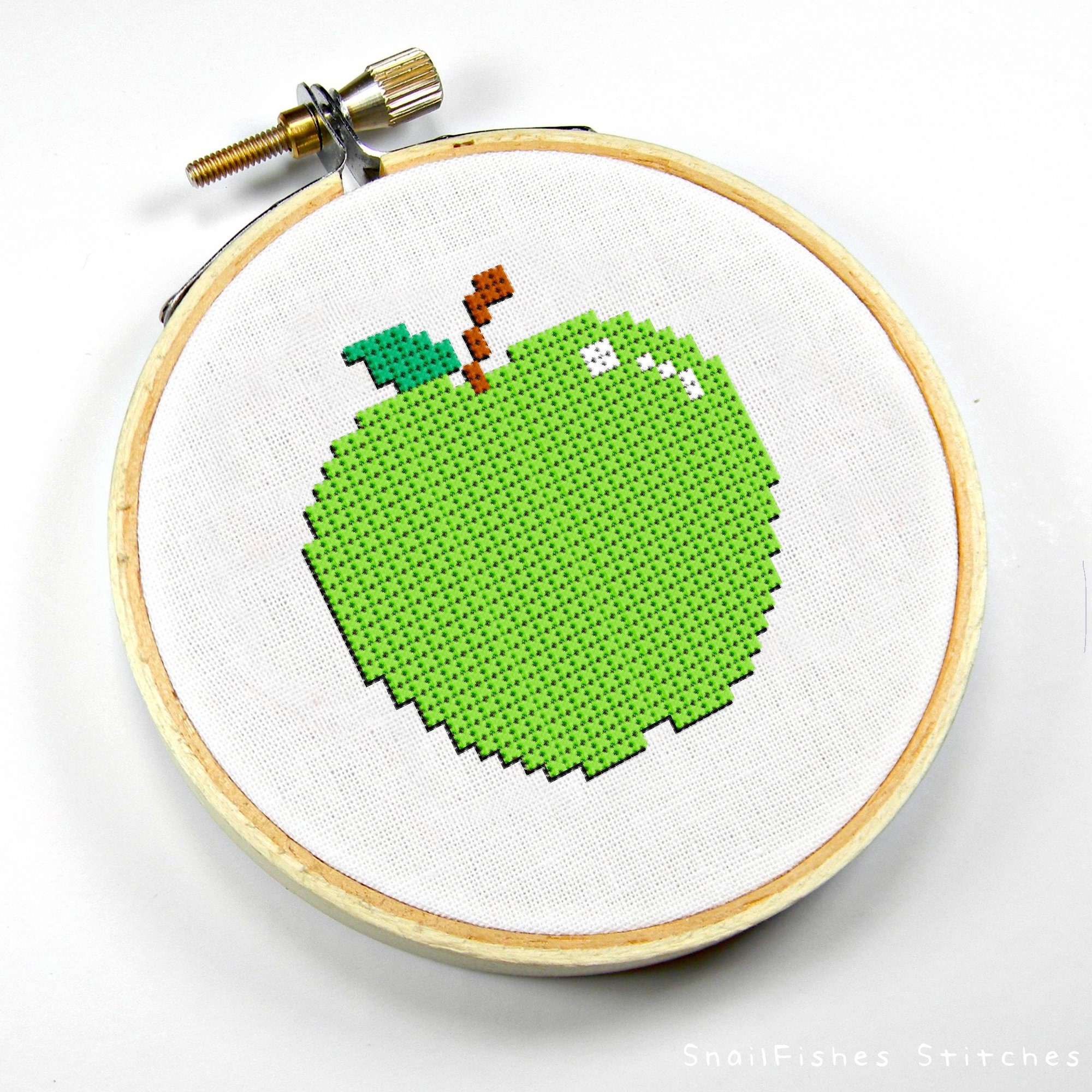 Green Apple Cross Stitch Pattern - Green Apple Cross Stitch - Apple ...