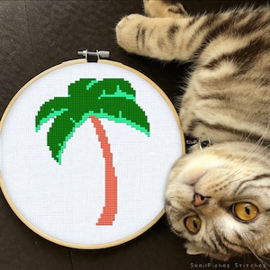 Palm Tree Cross Stitch Pattern - Palm Tree Cross Stitch - Tropical Palm ...