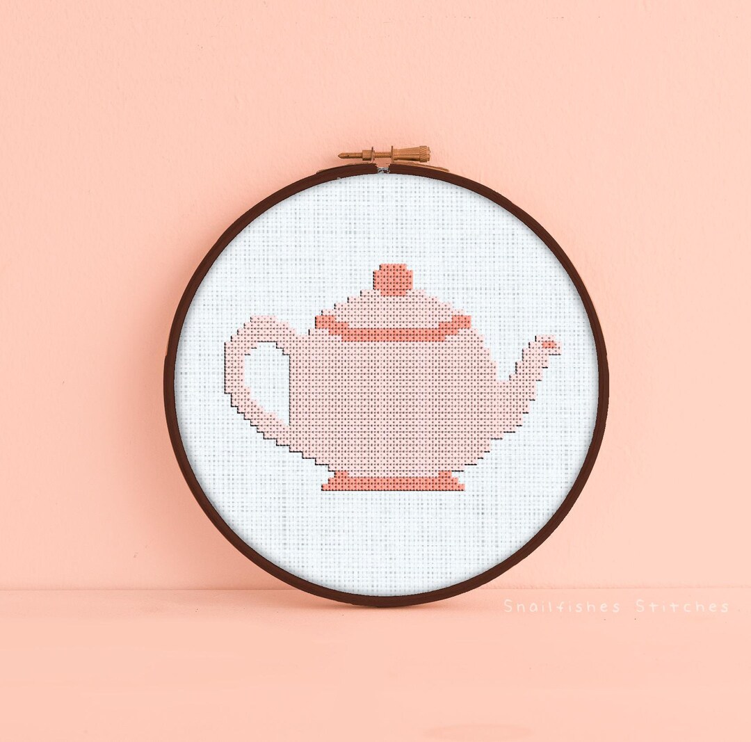 Teapot Cross Stitch Pattern - Teapot Cross Stitch - Tea Cross Stitch ...