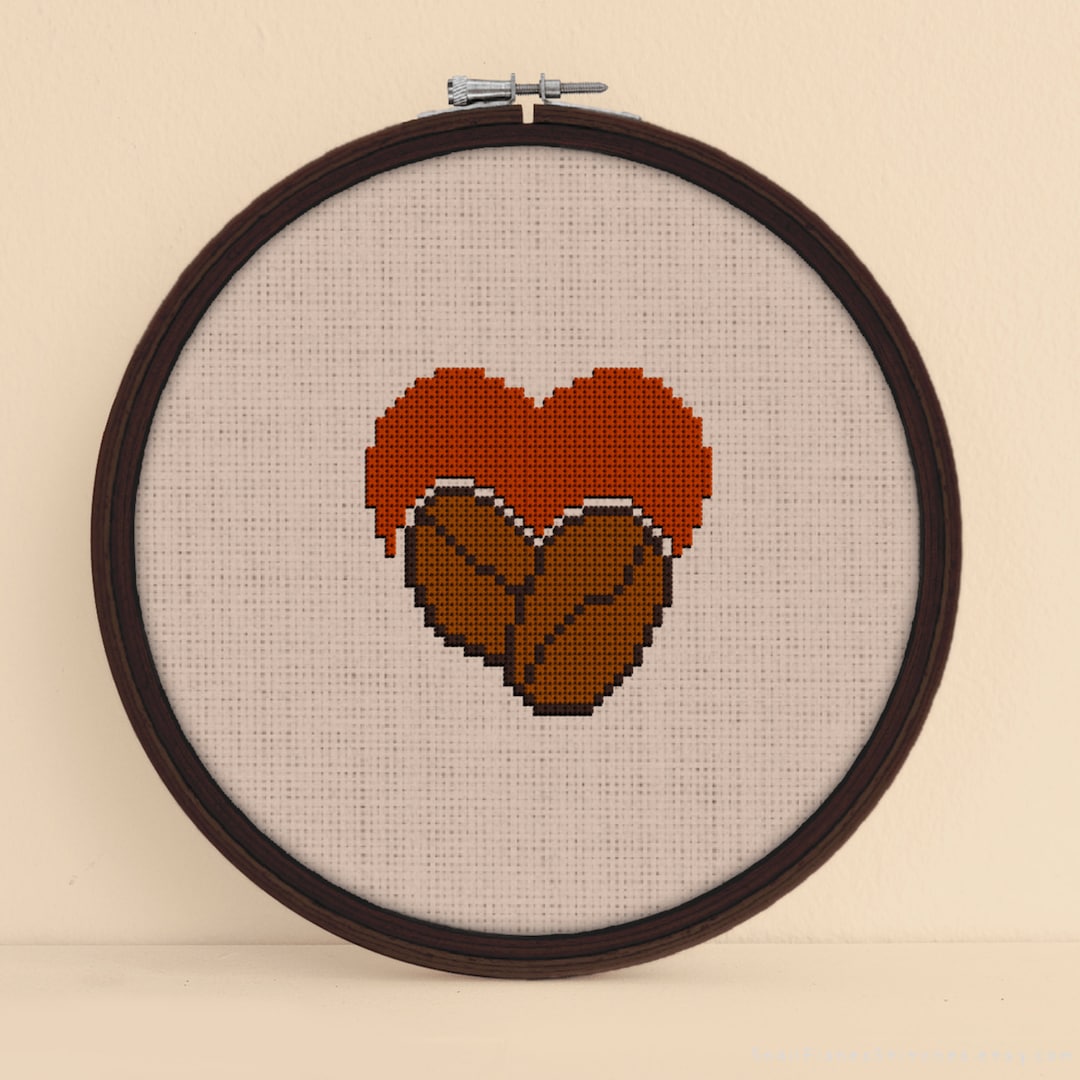 Coffee Love Cross Stitch Pattern - Coffee Heart Cross Stitch Pattern ...