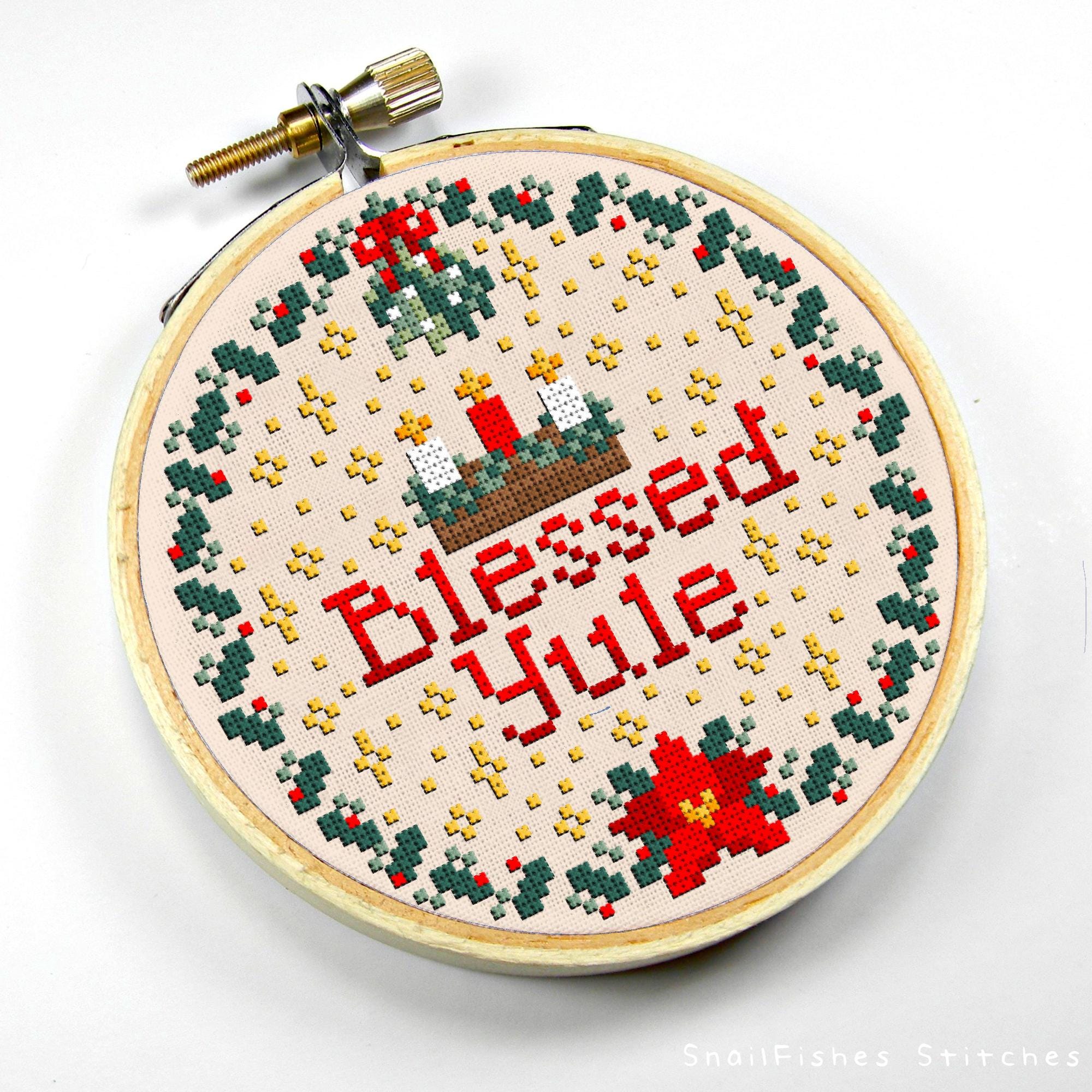 Blessed Yule Cross Stitch Pattern - Yule Cross Stitch Pattern - Blessed ...