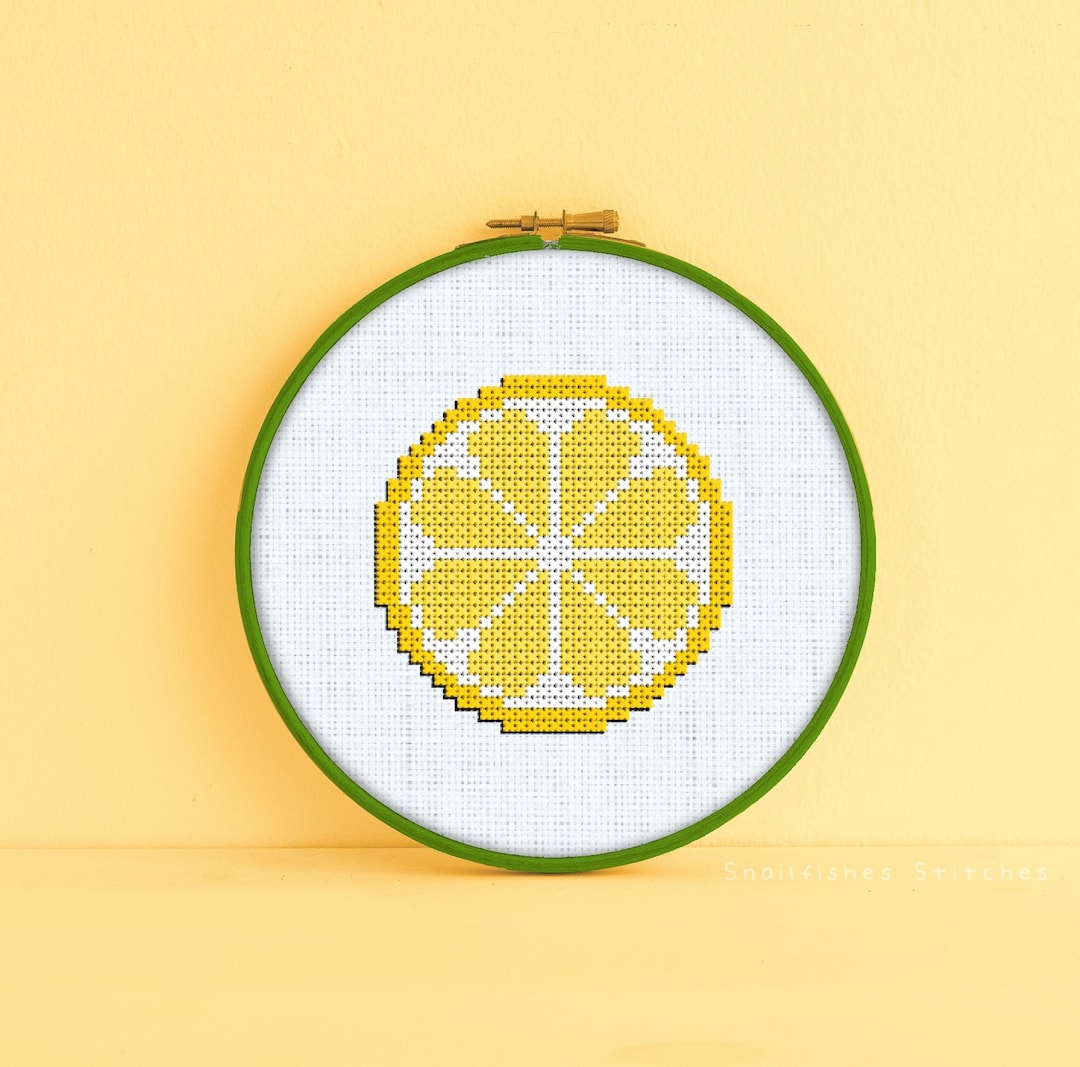 Lemon Slice Cross Stitch Pattern - Lemon Cross Stitch Pattern - Lemon ...