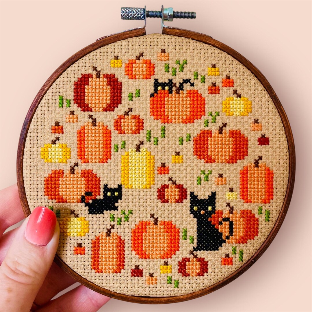 Pumpkin Patch Cross Stitch Pattern - Pumpkin Patch Cross Stitch - Cross Stitch Pattern Pumpkin ...