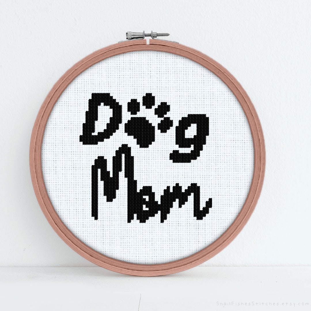Dog Mom Cross Stitch Pattern - Dog Cross Stitch Pattern - Paw Print ...