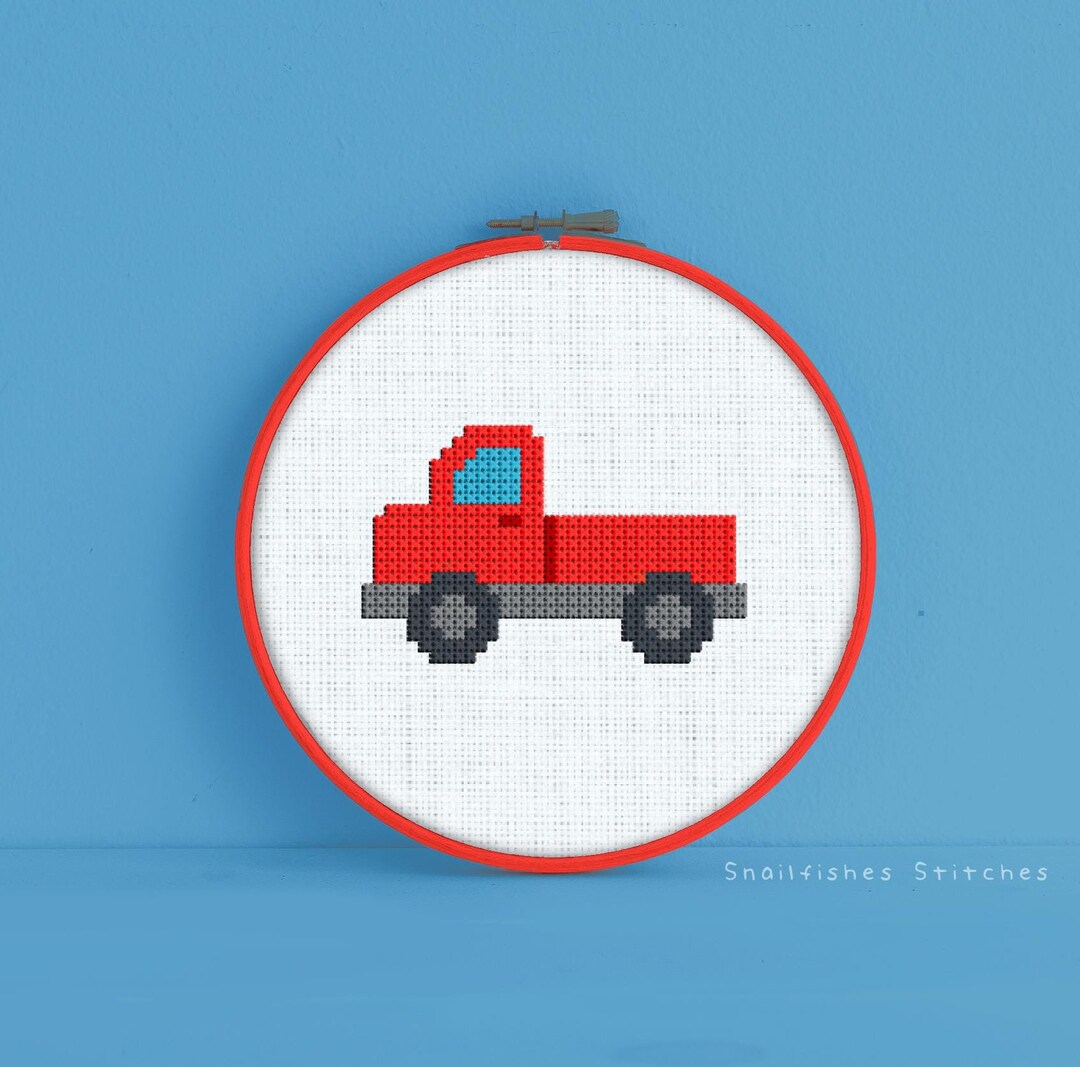 Truck Cross Stitch Pattern - Truck Cross Stitch - Vehicle Cross Stitch ...