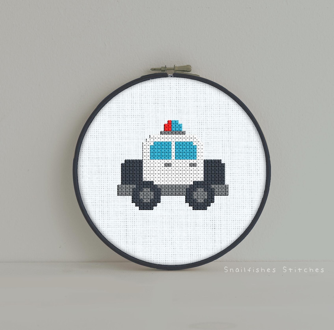 Police Car Cross Stitch Pattern - Police Car Cross Stitch - Police ...
