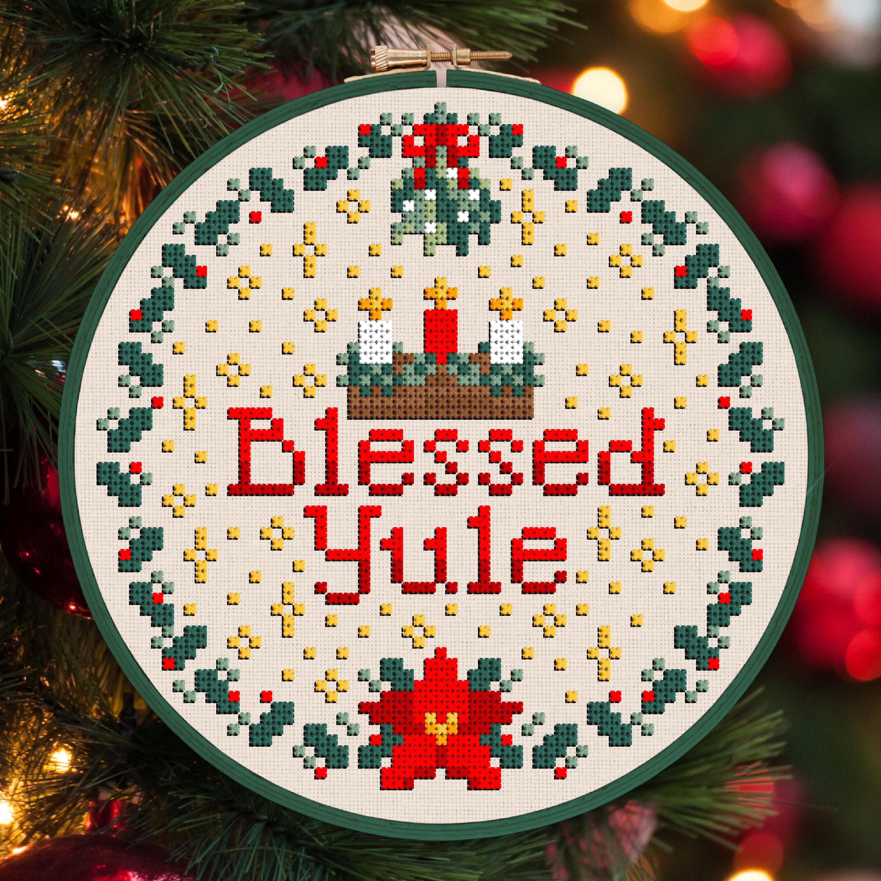 Blessed Yule Cross Stitch Pattern - Yule Cross Stitch Pattern - Blessed ...