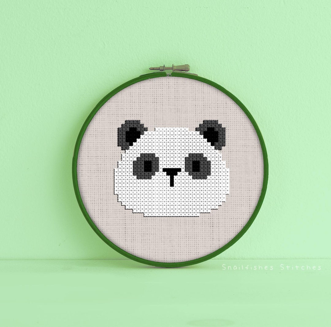 Panda Cross Stitch Pattern - Panda Cross Stitch - Panda Face Cross ...