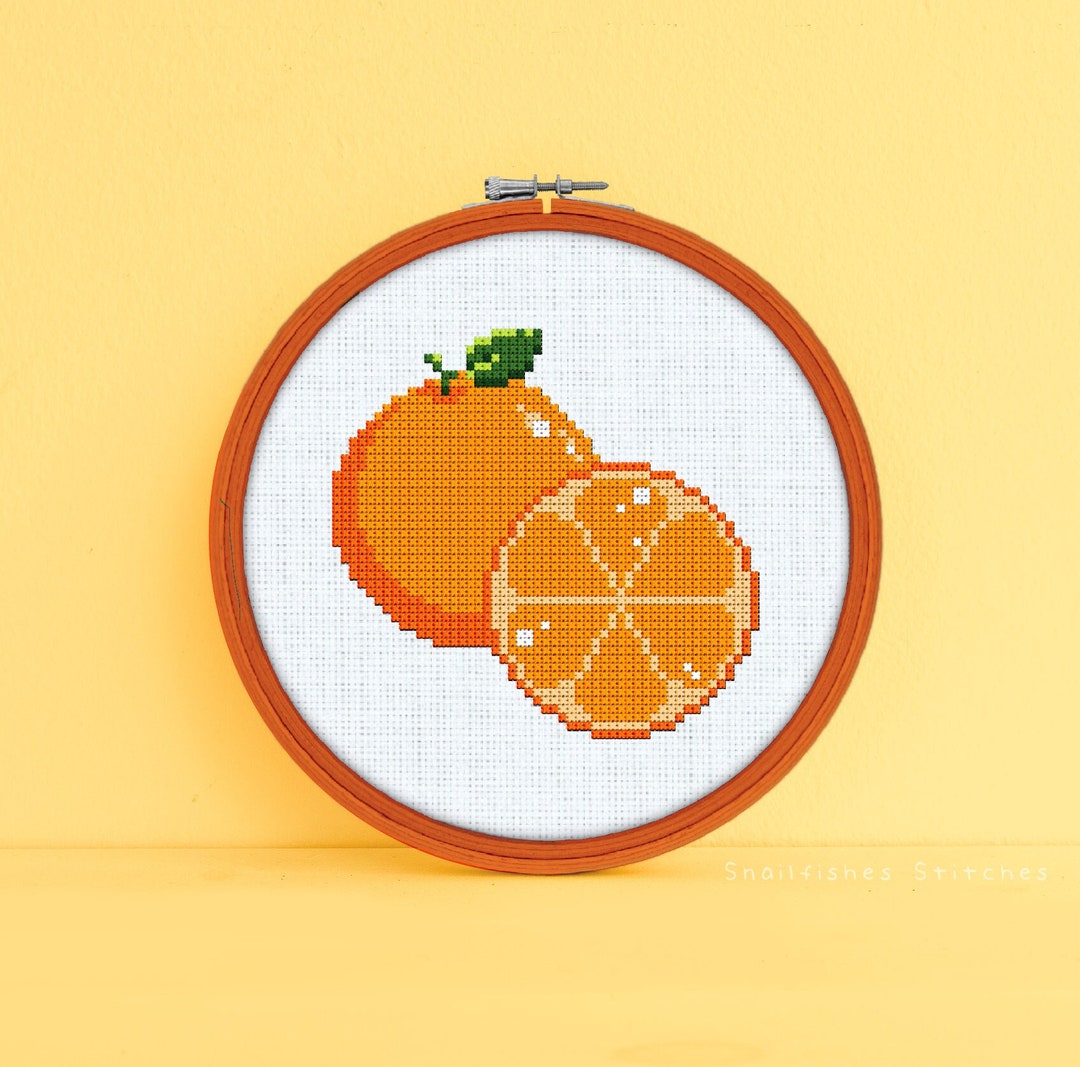 Orange Fruit Cross Stitch Pattern - Orange Cross Stitch Pattern - Fruit Cross Stitch Pattern ...