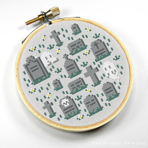Cute Graveyard Cross Stitch Pattern - Graveyard Cross Stitch Pattern ...