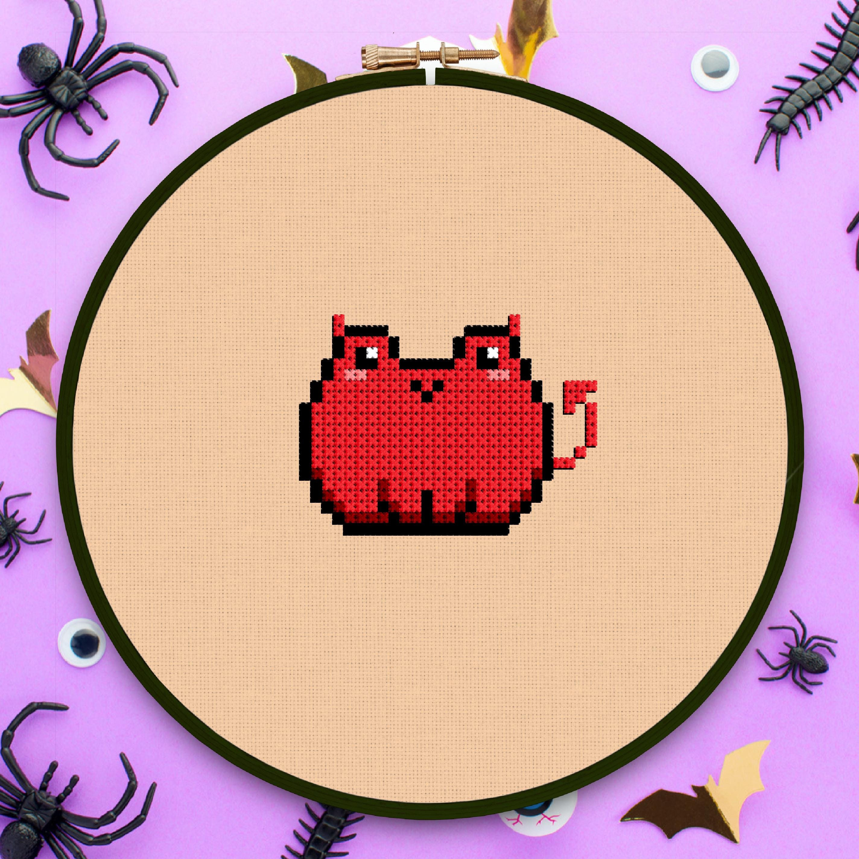 Devil Frog Cross Stitch Pattern - Halloween Frog Cross Stitch Pattern ...
