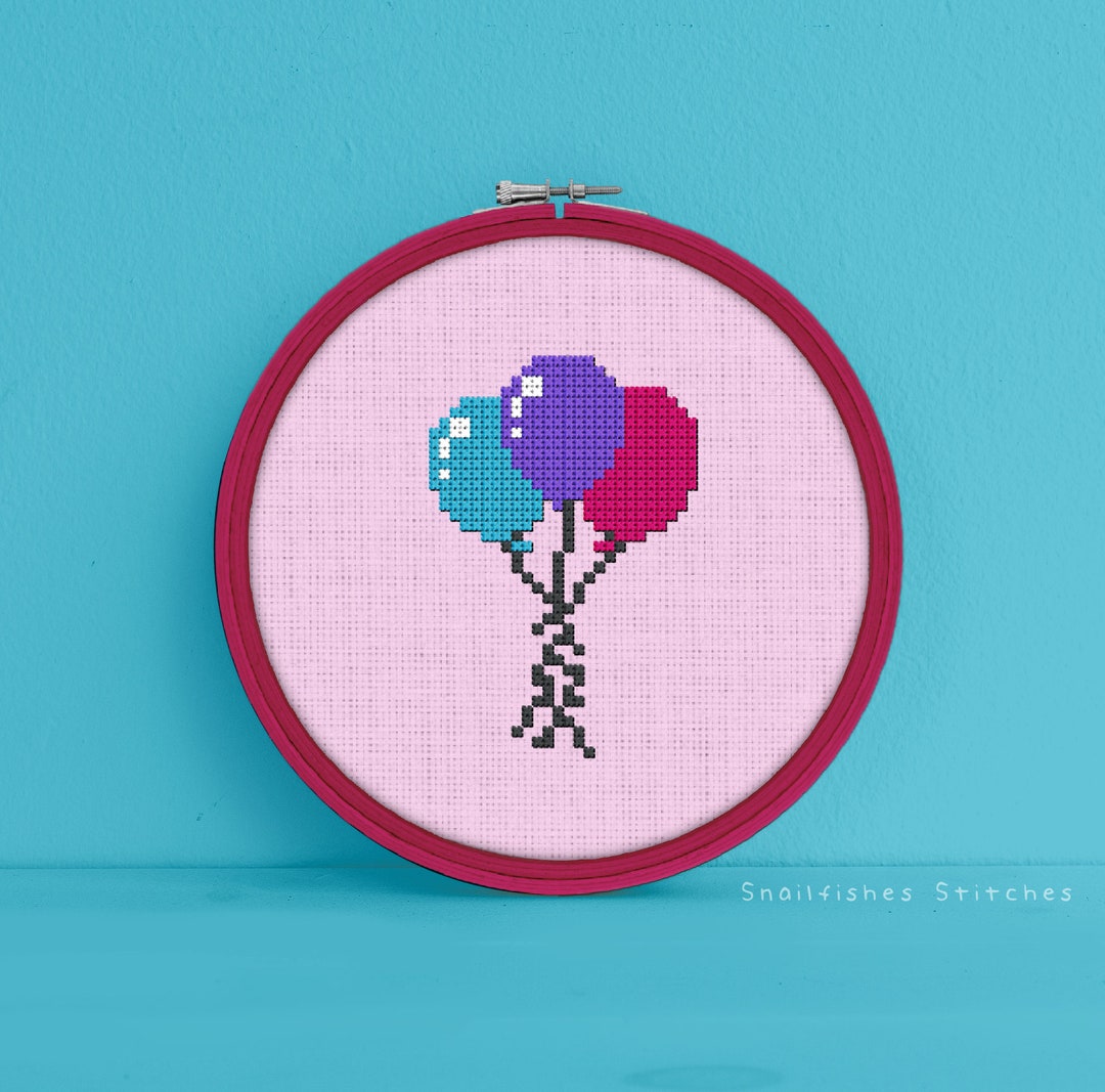 Easy Balloon Cross Stitch Pattern - Easy Cross Stitch Pattern - Easy ...