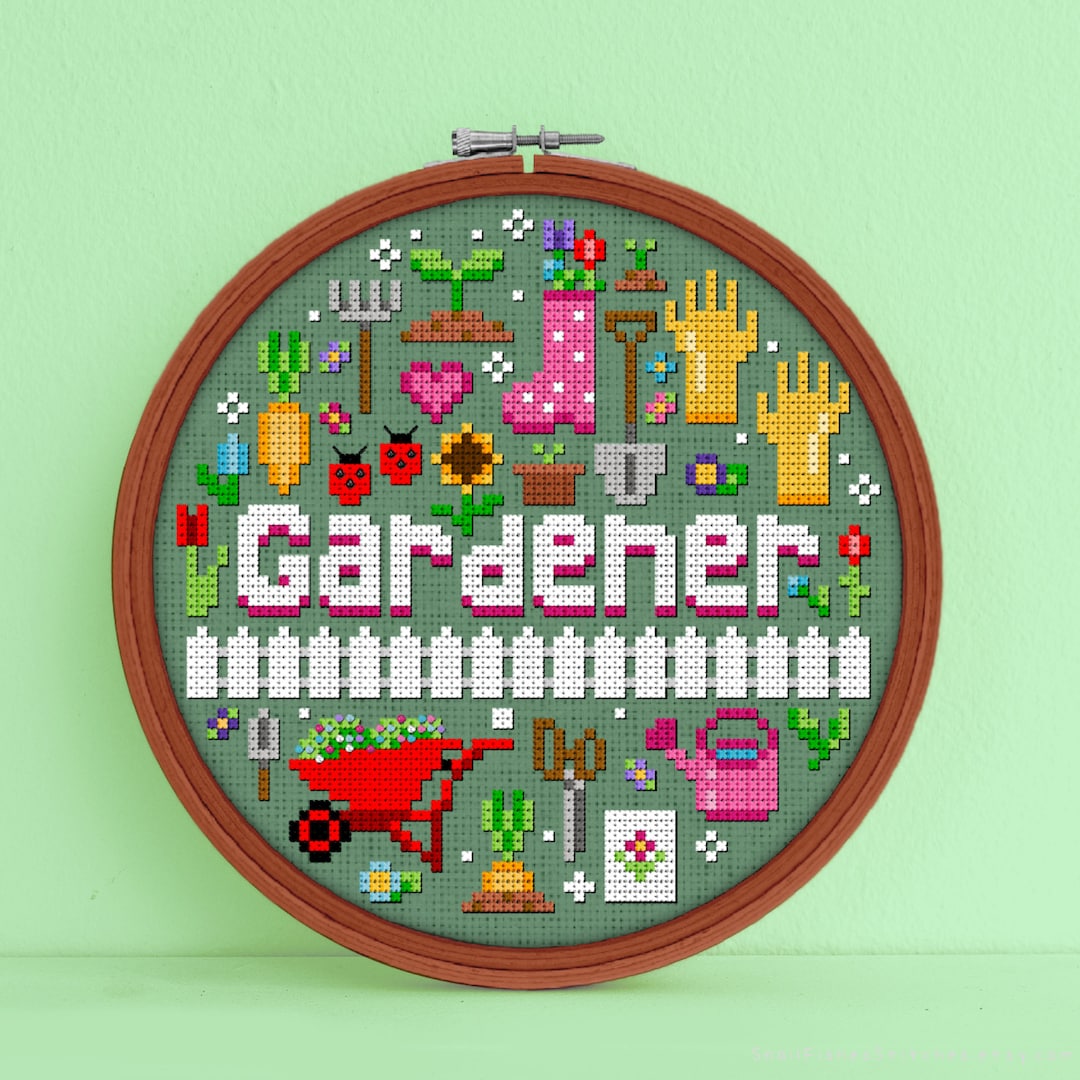 Gardening Cross Stitch Pattern - Garden Cross Stitch Pattern ...