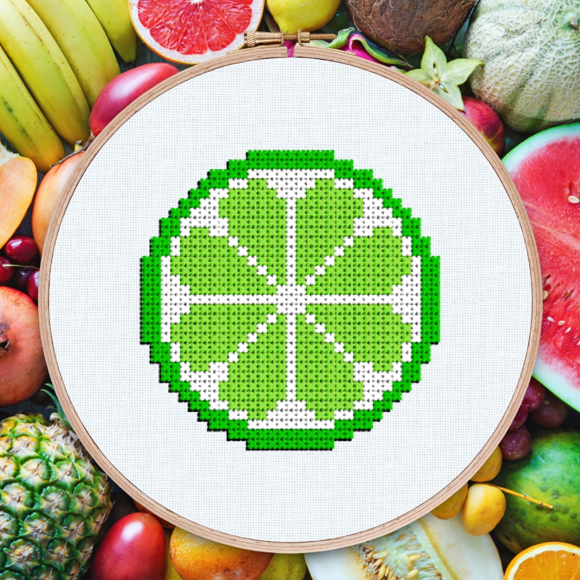 Lime Slice Cross Stitch Pattern - Lime Cross Stitch Pattern - Fruit ...