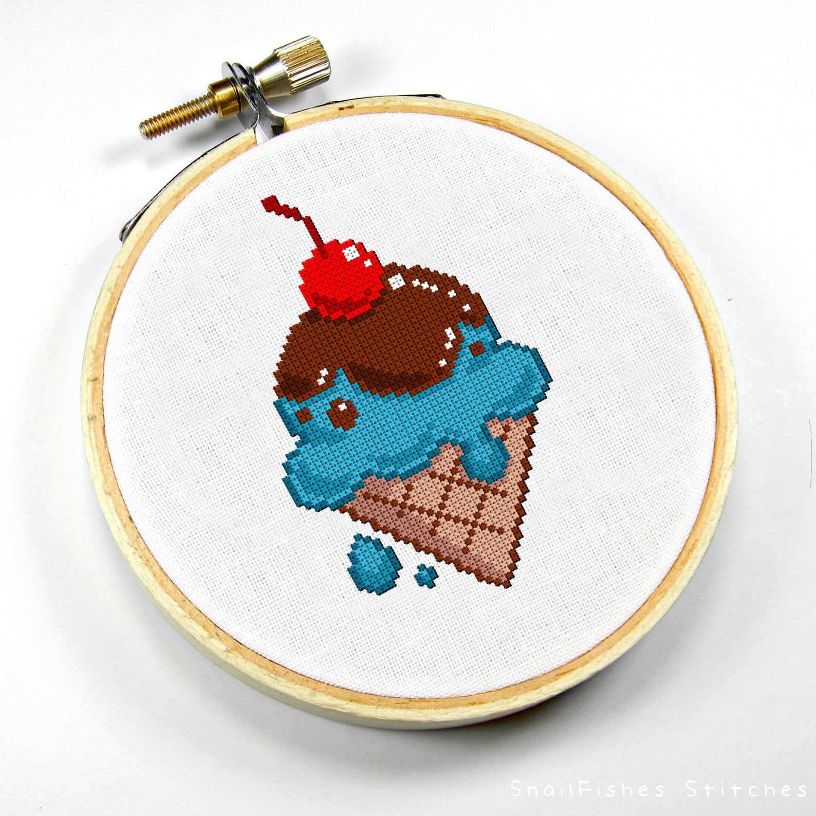 Ice Cream Cross Stitch Pattern - Melting Ice Cream Cross Stitch Pattern ...
