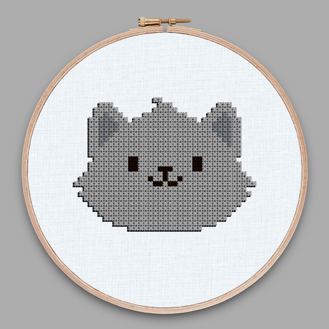 Fluffy Gray Cat Cross Stitch Pattern - Fluffy Cat Cross Stitch Pattern ...
