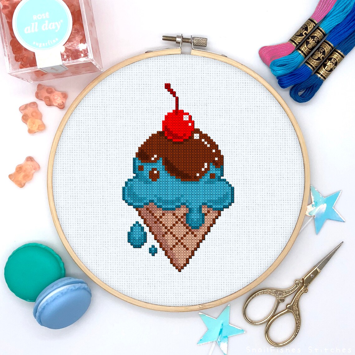 Ice Cream Cross Stitch Pattern - Melting Ice Cream Cross Stitch Pattern ...