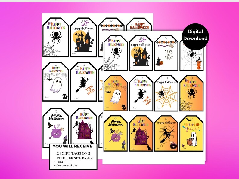 Halloween Printable Gift Tags, Trick or Treat Bag Tags (PDF Files) - Etsy
