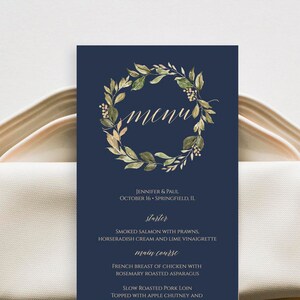 Navy and Gold Menu Template, Instant Download, Editable Wedding Menu ...