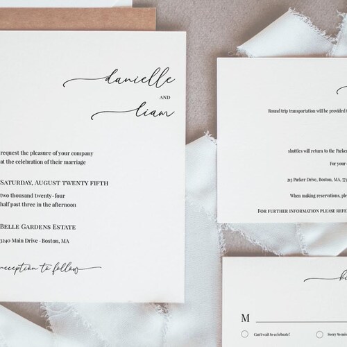 Simple Wedding Invitation Template Set Wedding Invitation - Etsy