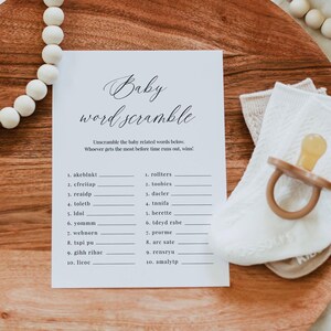 Modern Baby Word Scramble Template, Classic Baby Shower Game, Printable ...