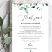 Eucalyptus Thank You Card Template, Greenery Napkin Thank You Note ...