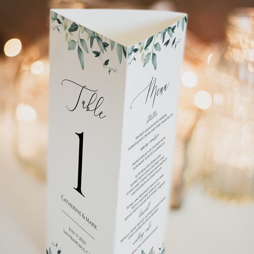 Eucalyptus Tri-fold Table Number Template Editable Tri-fold - Etsy