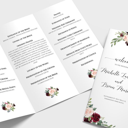 Editable Wedding Program Template Fully Editable Printable - Etsy