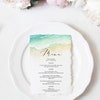 Coastal Wedding Dinner Menu Card Canva Template, Beach Inspired ...