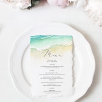 Coastal Wedding Dinner Menu Card Canva Template, Beach Inspired ...