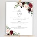 Bar Menu Sign Template, Instant Download, the Bar Sign, Bar Menu ...