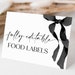 Bow Buffet Card Bow Bridal Shower Food Label Ribbon Birthday Food Card ...