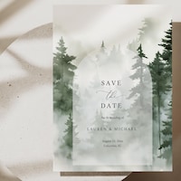 Forest Save the Date Template Pine Tree Save Our Date Card Editable ...